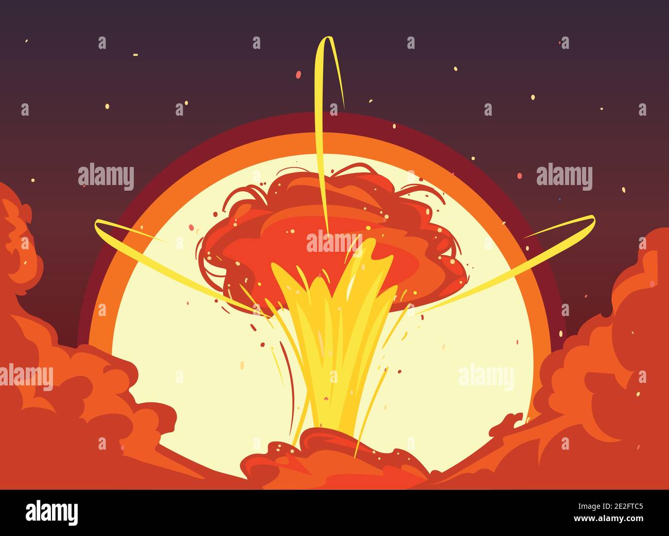 explosion flame cartoon icon at night design, Weapon destruction war ...