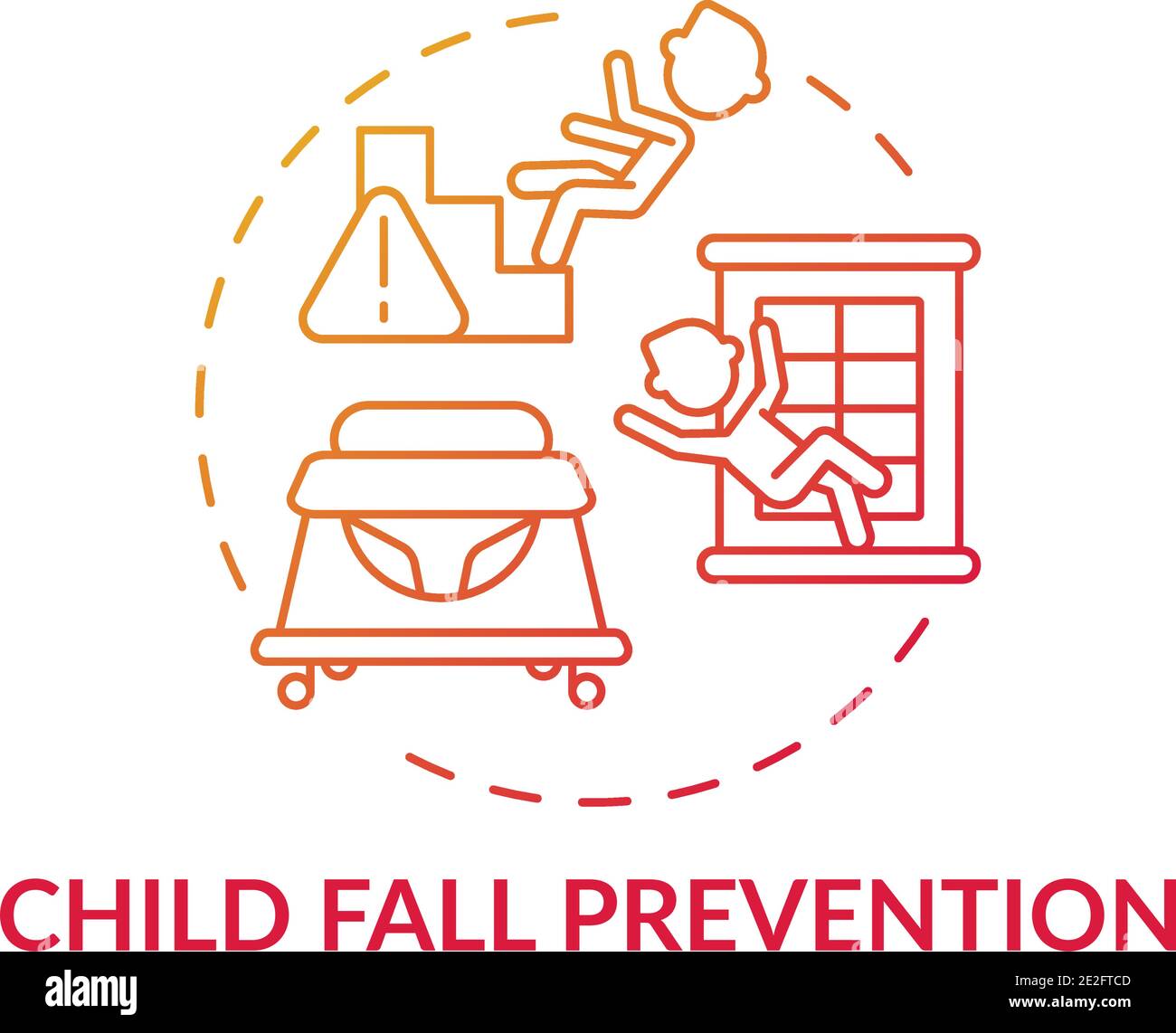 Child fall prevention red gradient concept icon Stock Vector Image ...