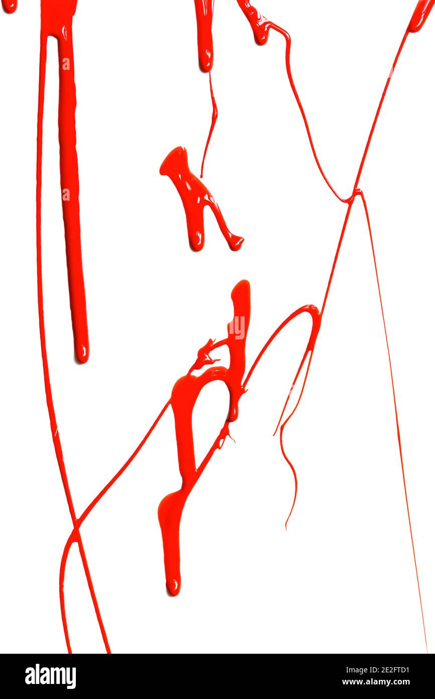 Thick red paint isolated on a white background. Paint flows Stock Photo ...