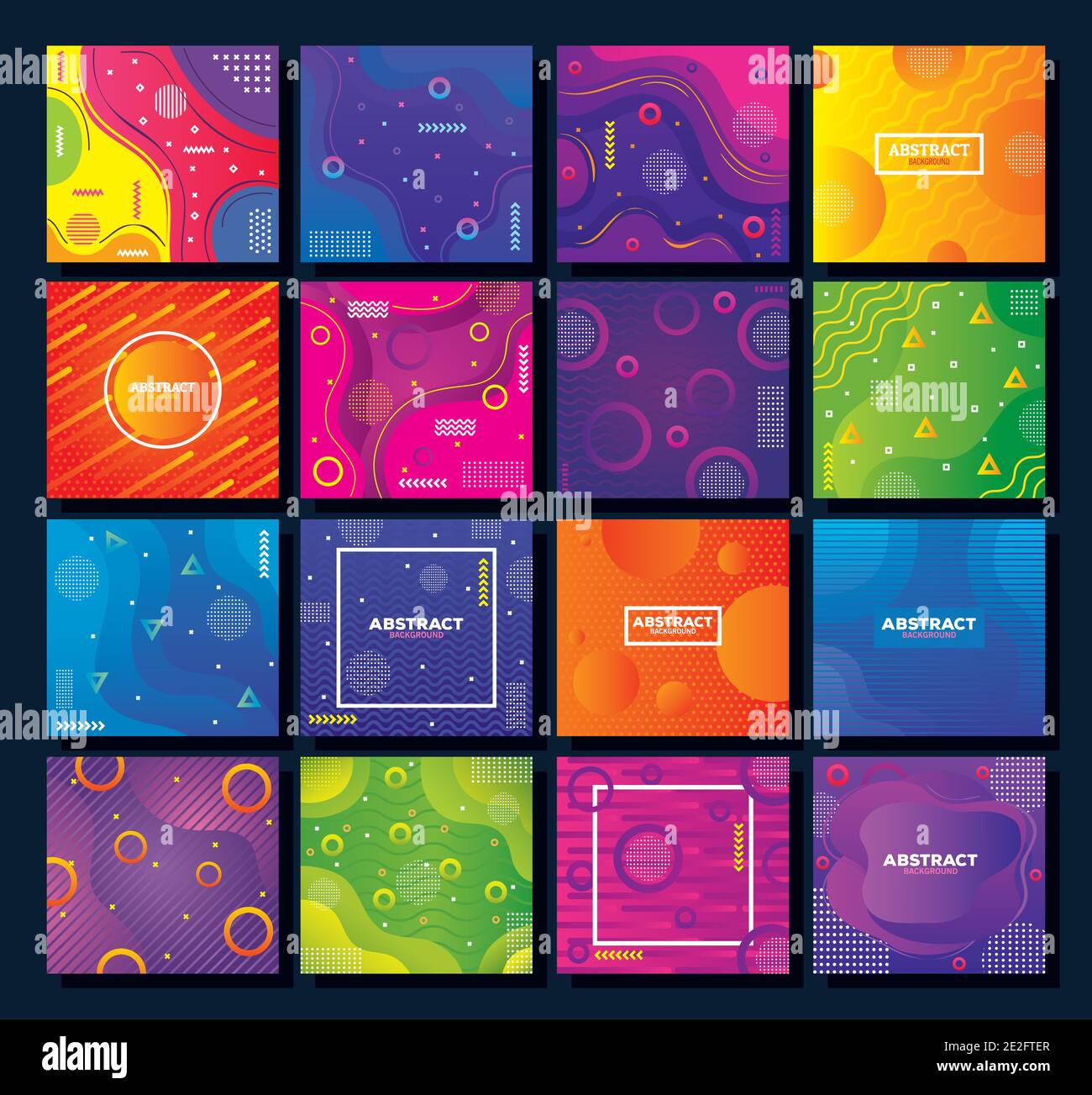 sixteen set colors memphis abstract backgrounds Stock Vector Image ...