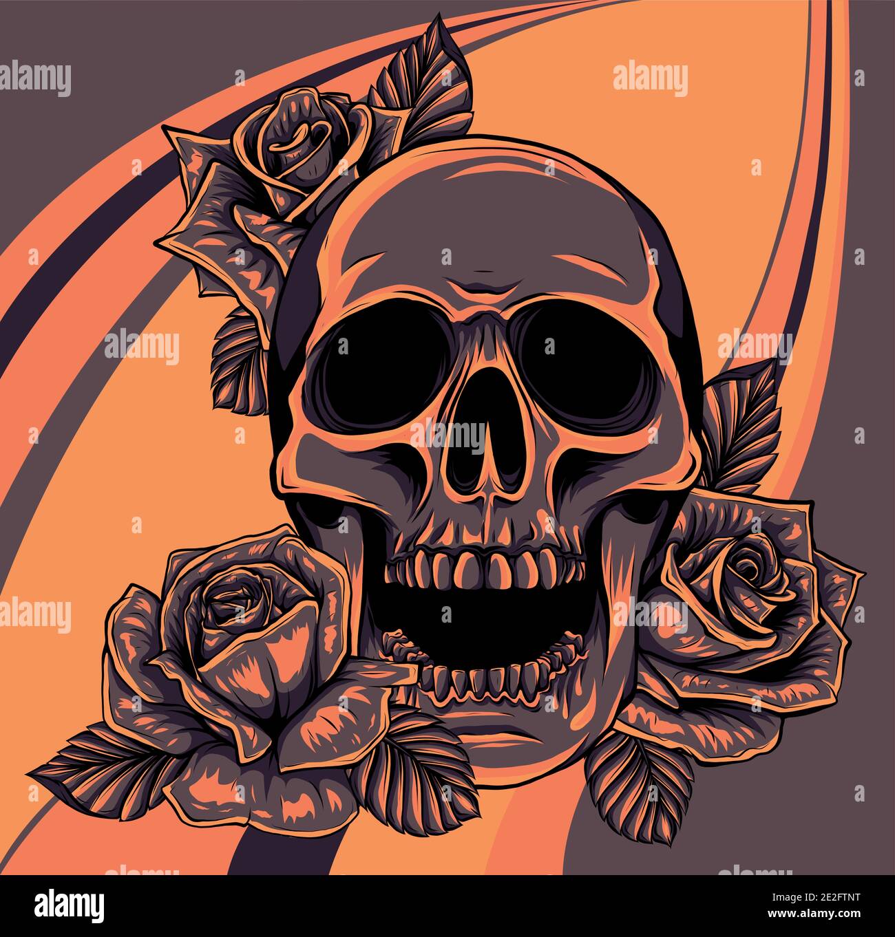 A human skulls with roses vector illustration Stock Vector Image & Art ...