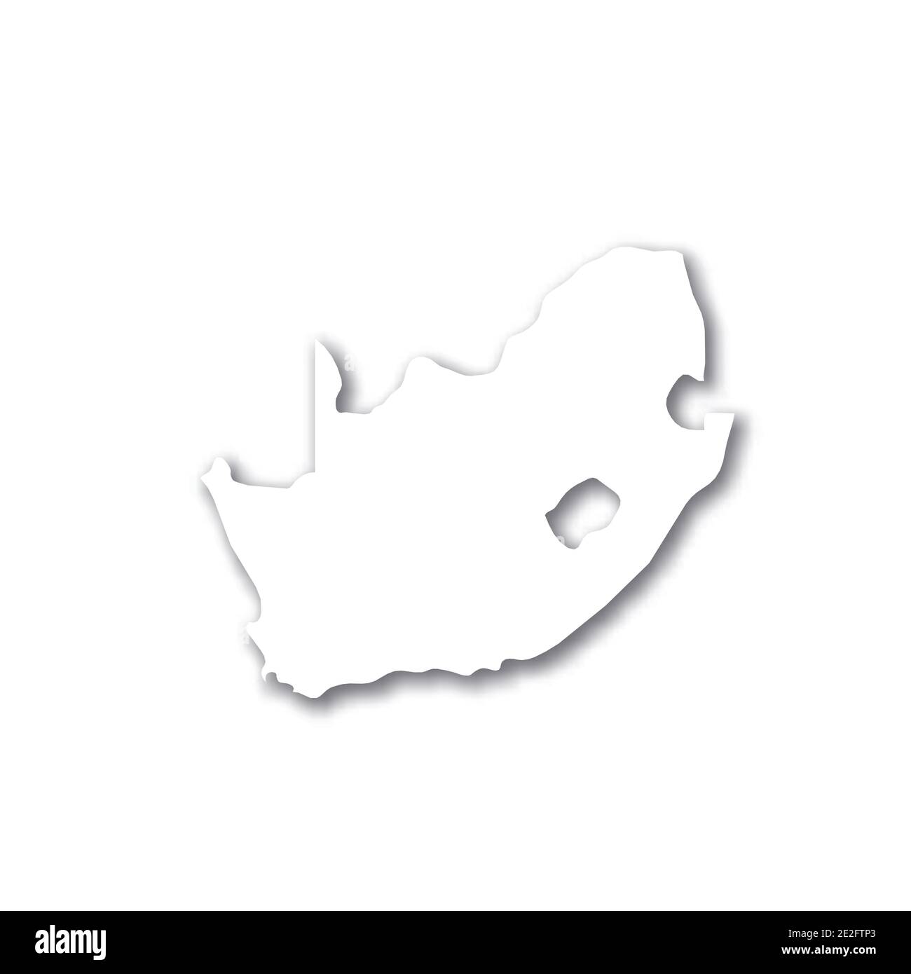 South Africa - white 3D silhouette map of country area with dropped ...