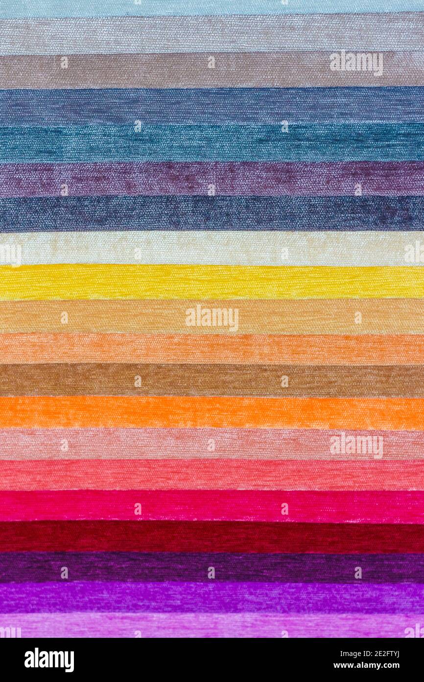 Samples of colored fabric with a brightly expressed rough texture ...