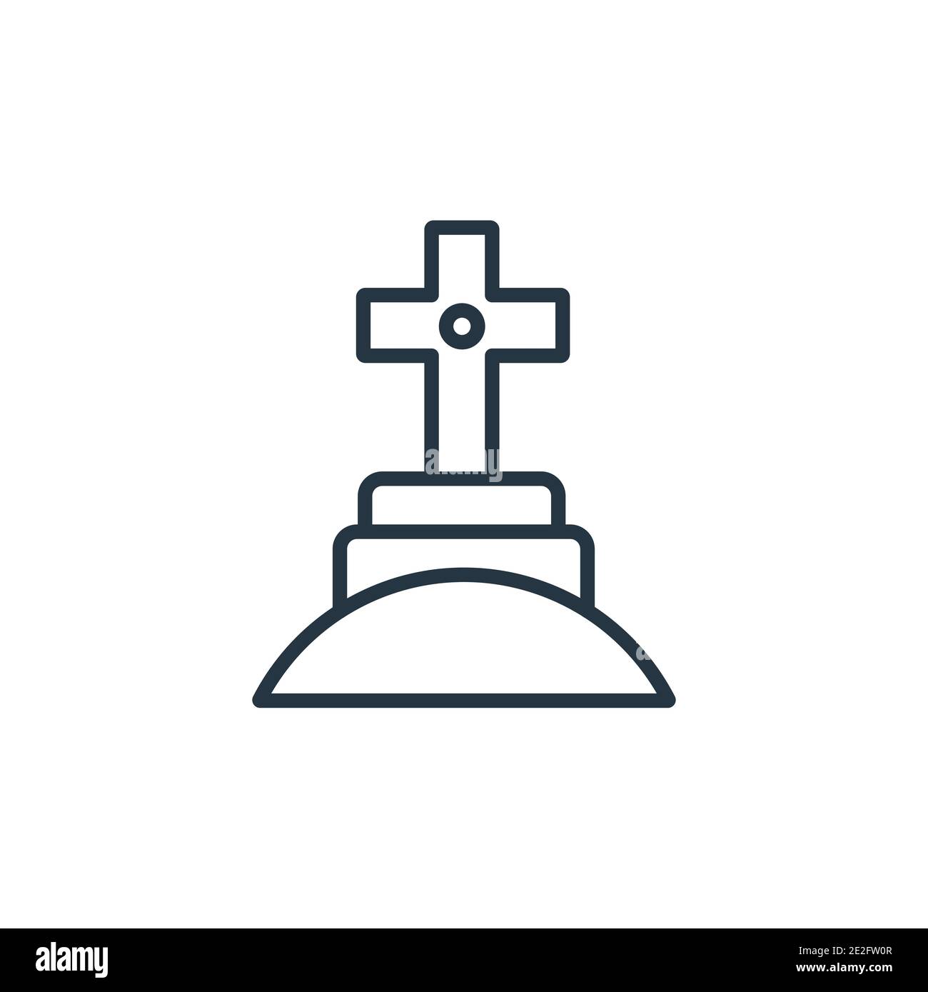 Christian cemetery outline vector icon. Thin line black christian cemetery icon, flat vector ...