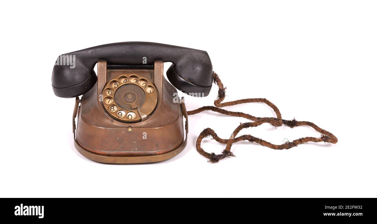 Old retro vintage rotary phone, isolated on white Stock Photo - Alamy