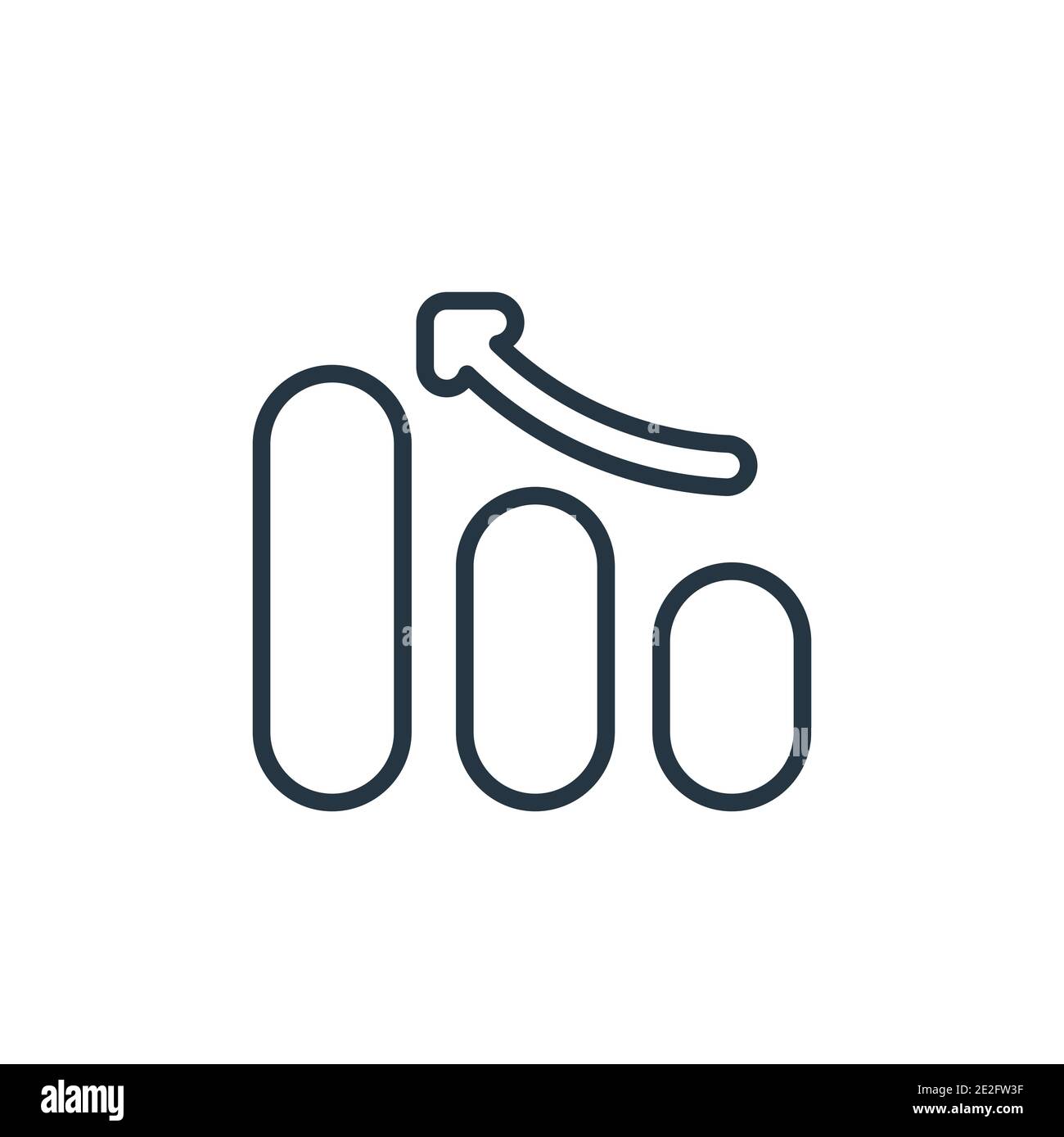 Growing Bar Graph Outline Vector Icon Thin Line Black Growing Bar