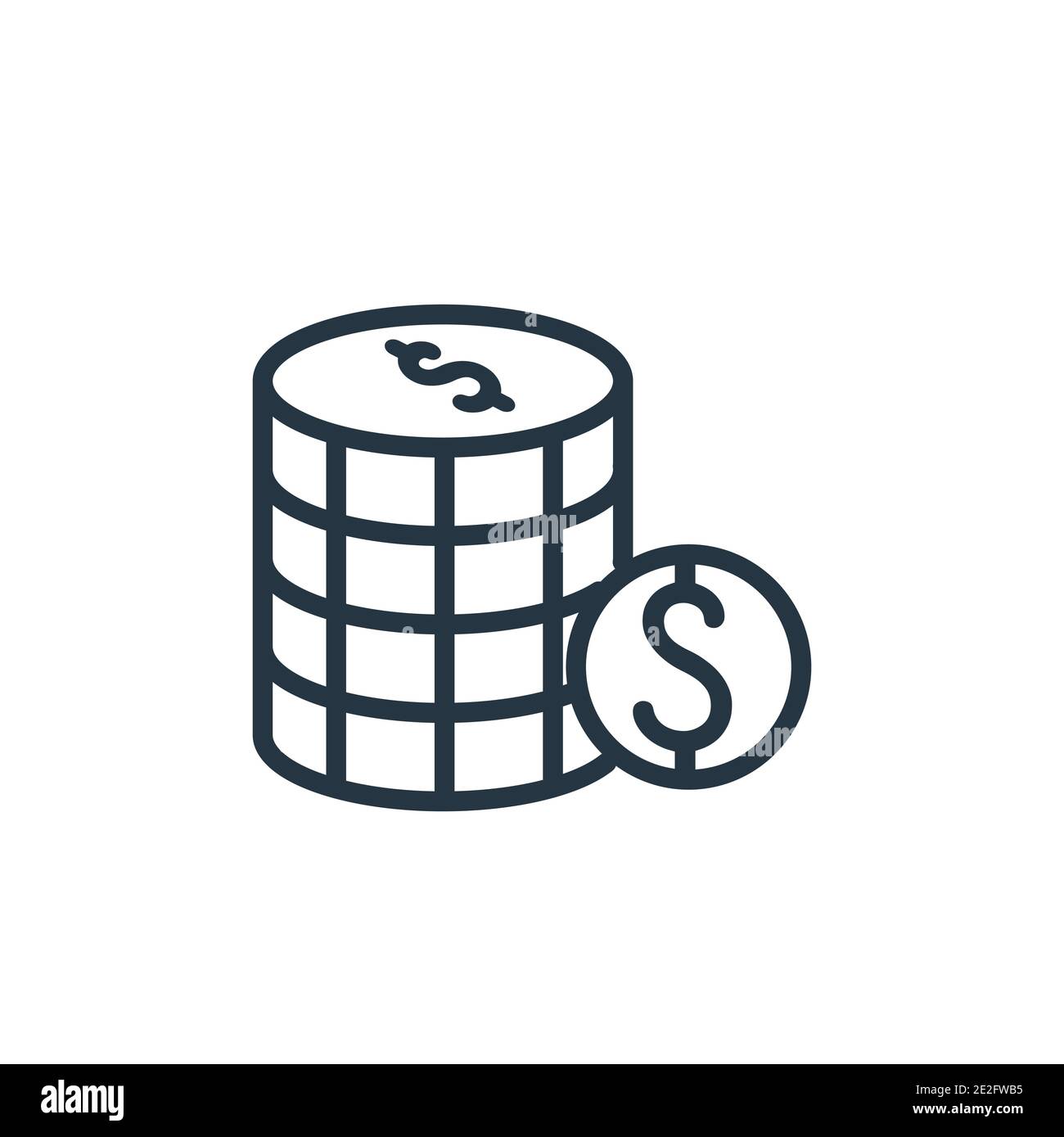 One dollar coins outline vector icon. Thin line black one dollar coins ...