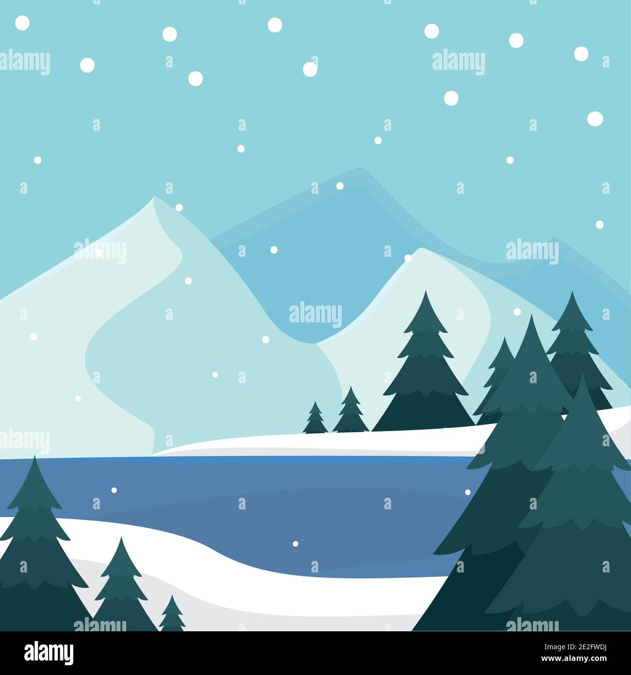 Winter landscape background. Natural scenery - Vector illustration ...