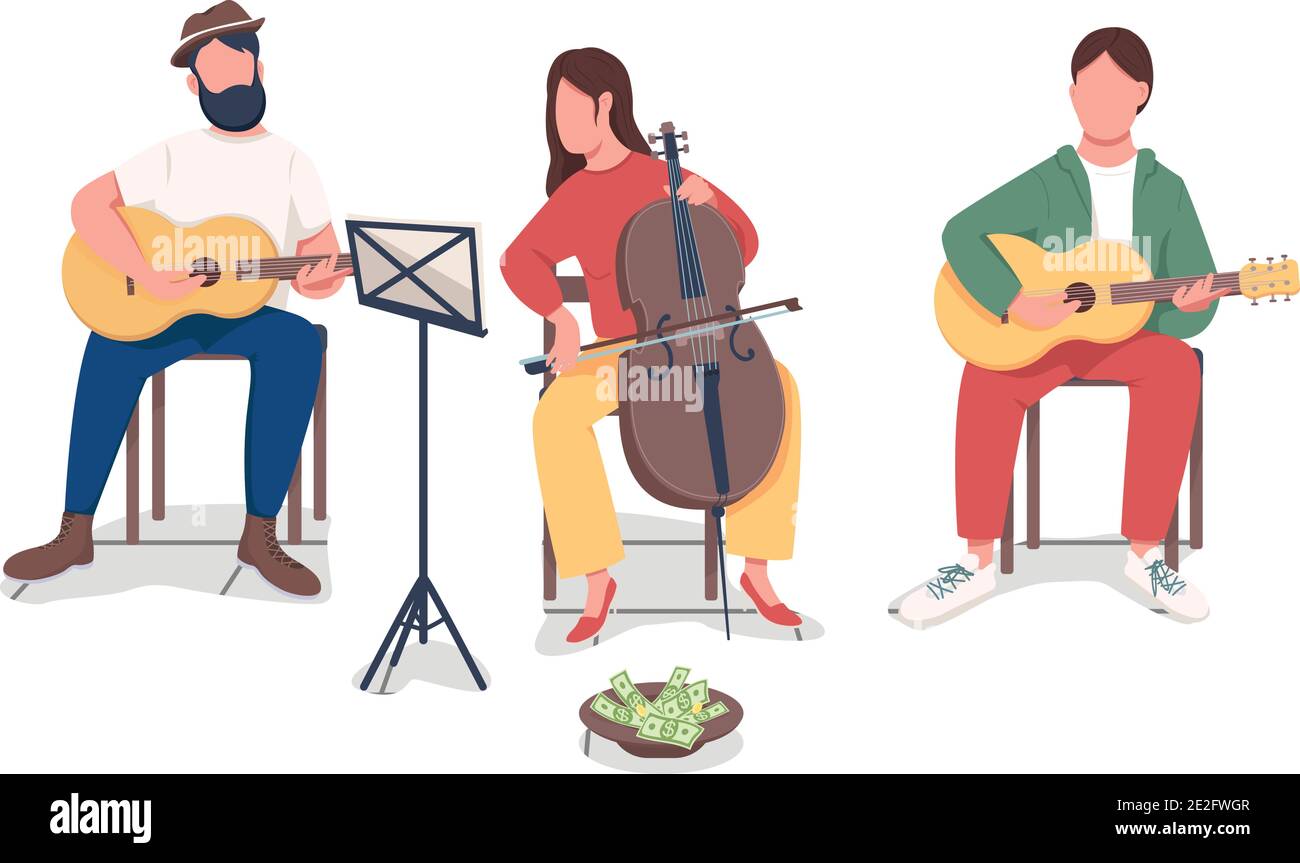 People playing music flat color vector faceless character Stock Vector ...