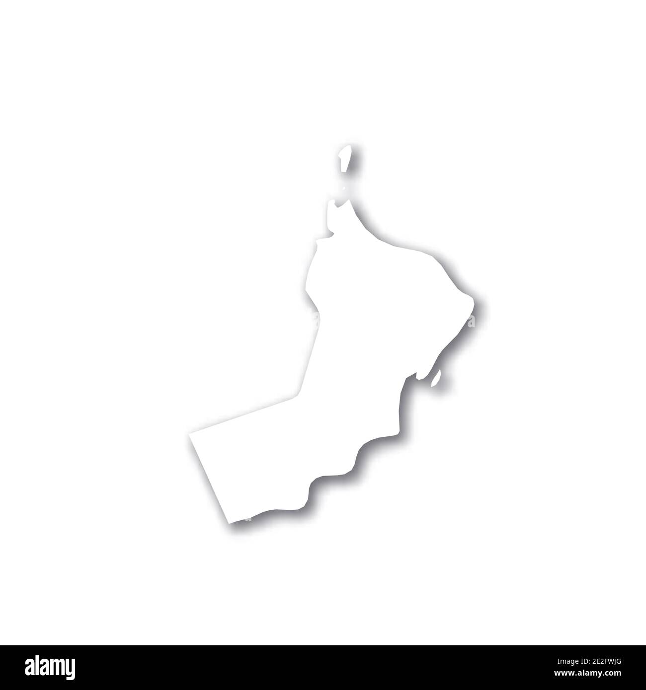 Oman - white 3D silhouette map of country area with dropped shadow on ...