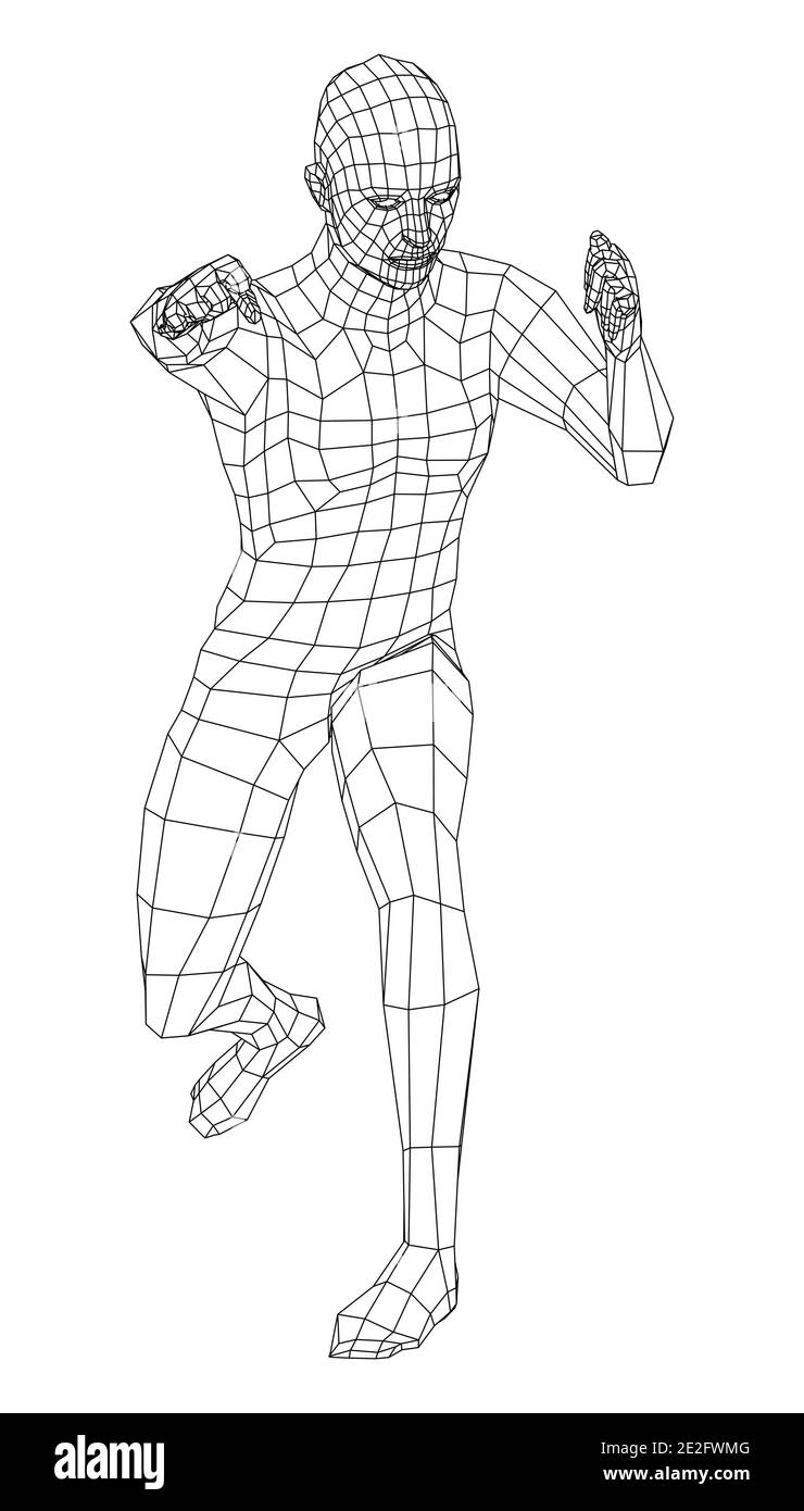 Wireframe boxing man. Vector Stock Vector Image & Art - Alamy