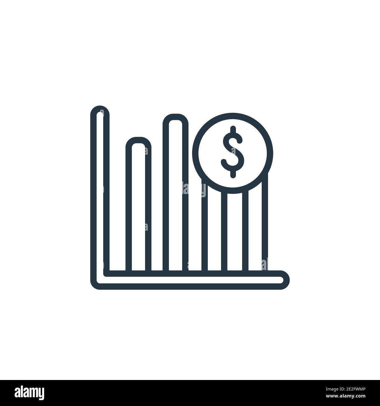 Business graph outline vector icon. Thin line black business graph icon, flat vector simple ...
