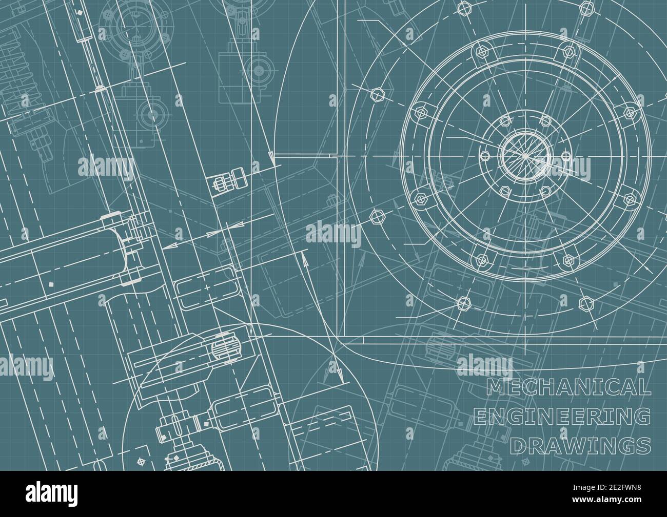 Vector banner. Engineering drawings. Mechanical instrument making ...