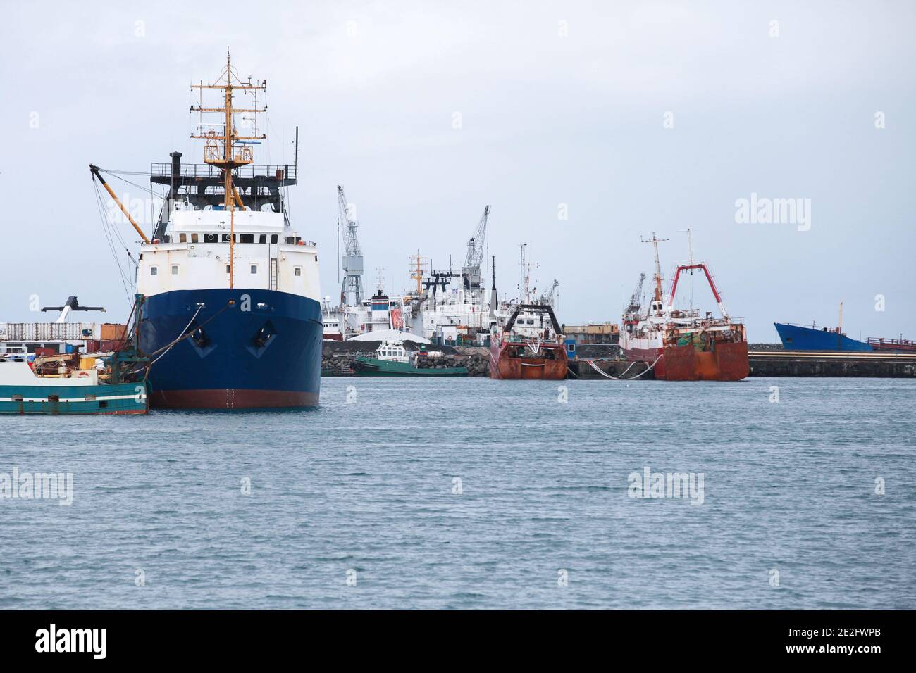 Industrial ships are moored in port of Reykjavik, Iceland Stock Photo ...