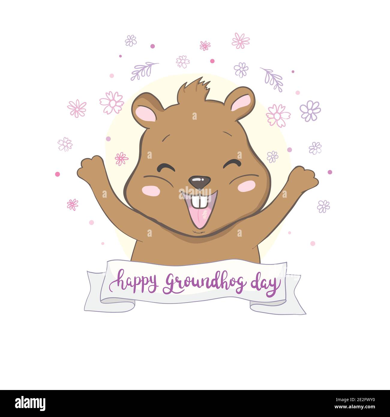 Vector illustration with groundhog and text. Happy Groundhog Day Theme ...