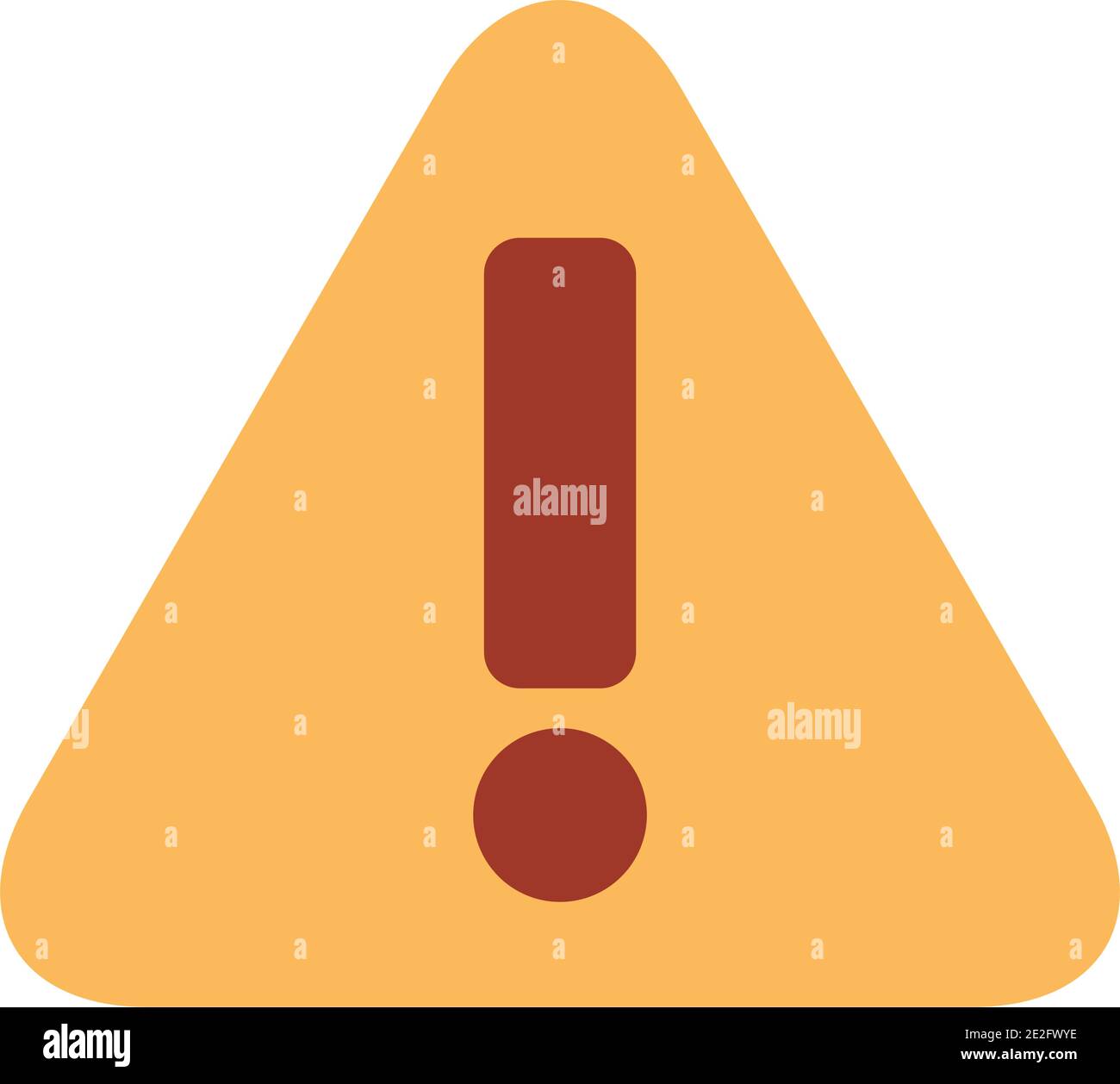 warning sign icon over white background, flat style, vector ...