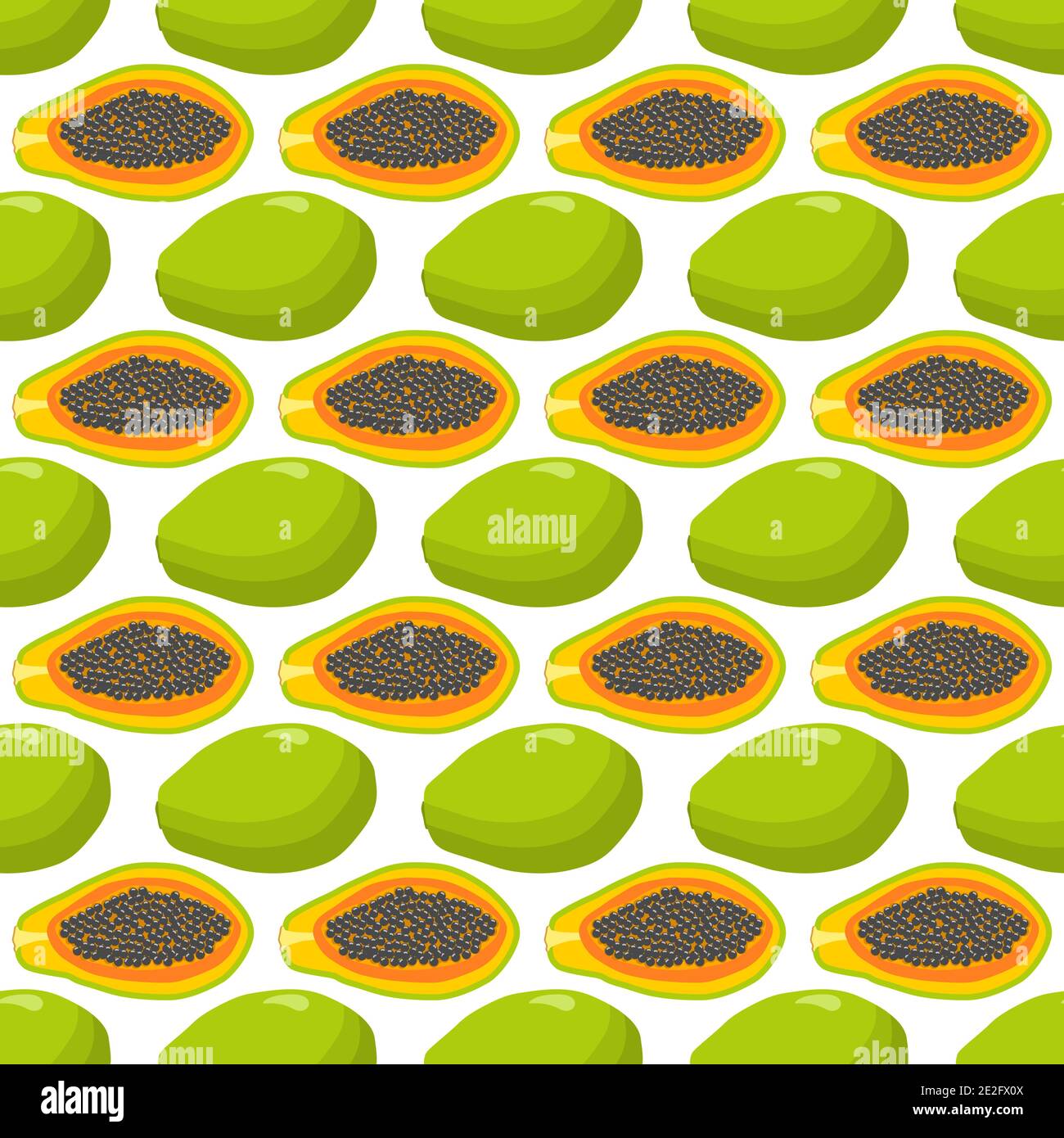 Illustration on theme big colored seamless papaya, bright fruit pattern ...