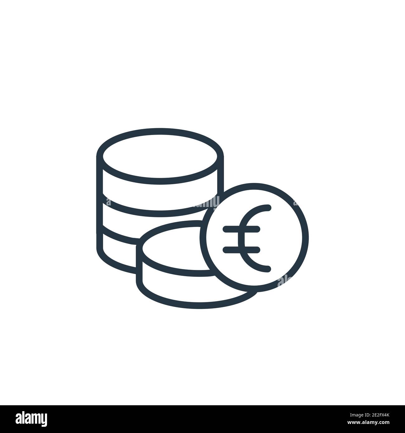 Euro coins stack outline vector icon. Thin line black euro coins stack ...