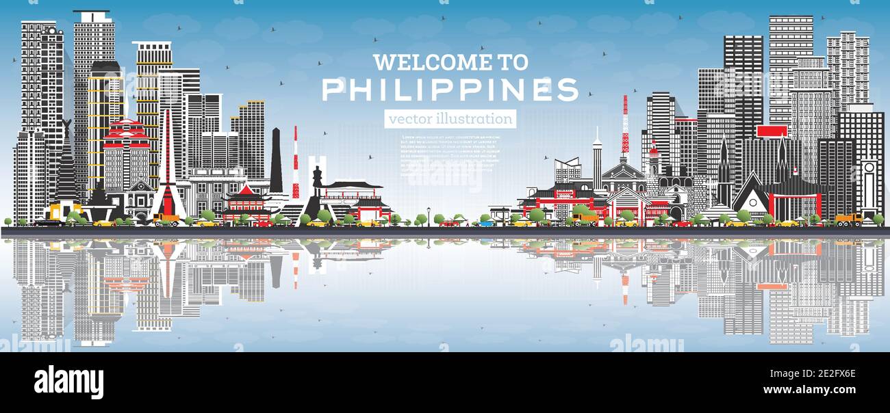 Welcome to Philippines City Skyline with Gray Buildings, Blue Sky and ...