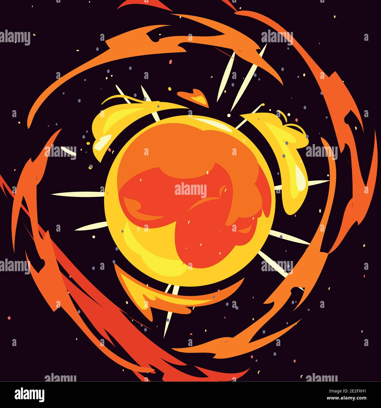 Military explosion flame bubble at night design, Weapon destruction war ...