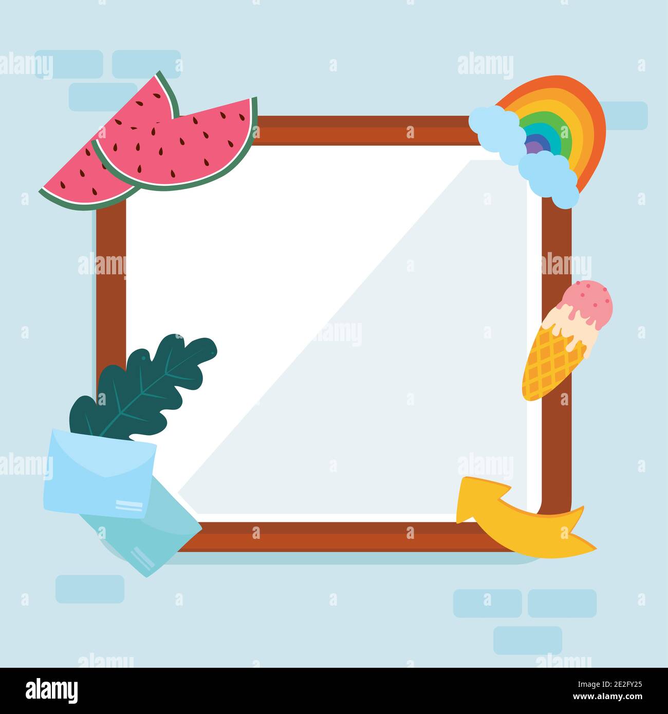 Frame with cute stickers design, decoration interior decor living theme ...