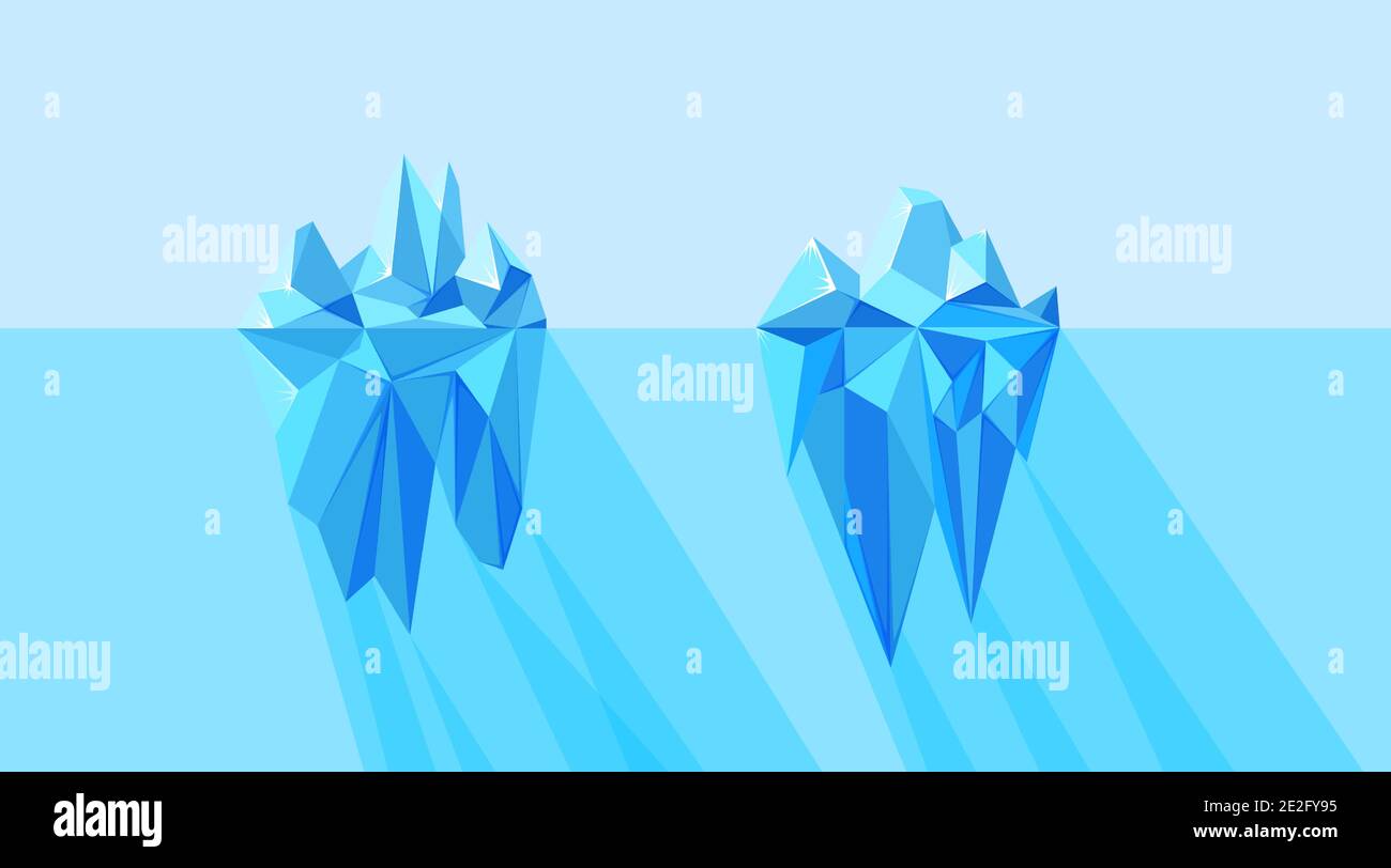 Iceberg visible and hidden parts floating in the arctic sea. North ...