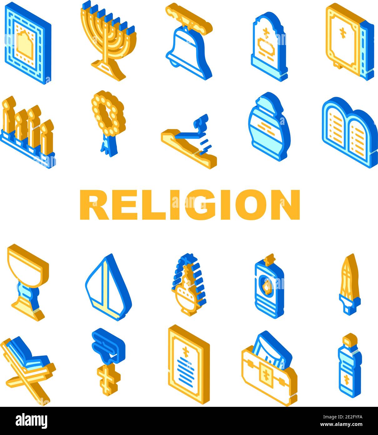 Religion Holy Praying Collection Icons Set Vector Stock Vector Image ...