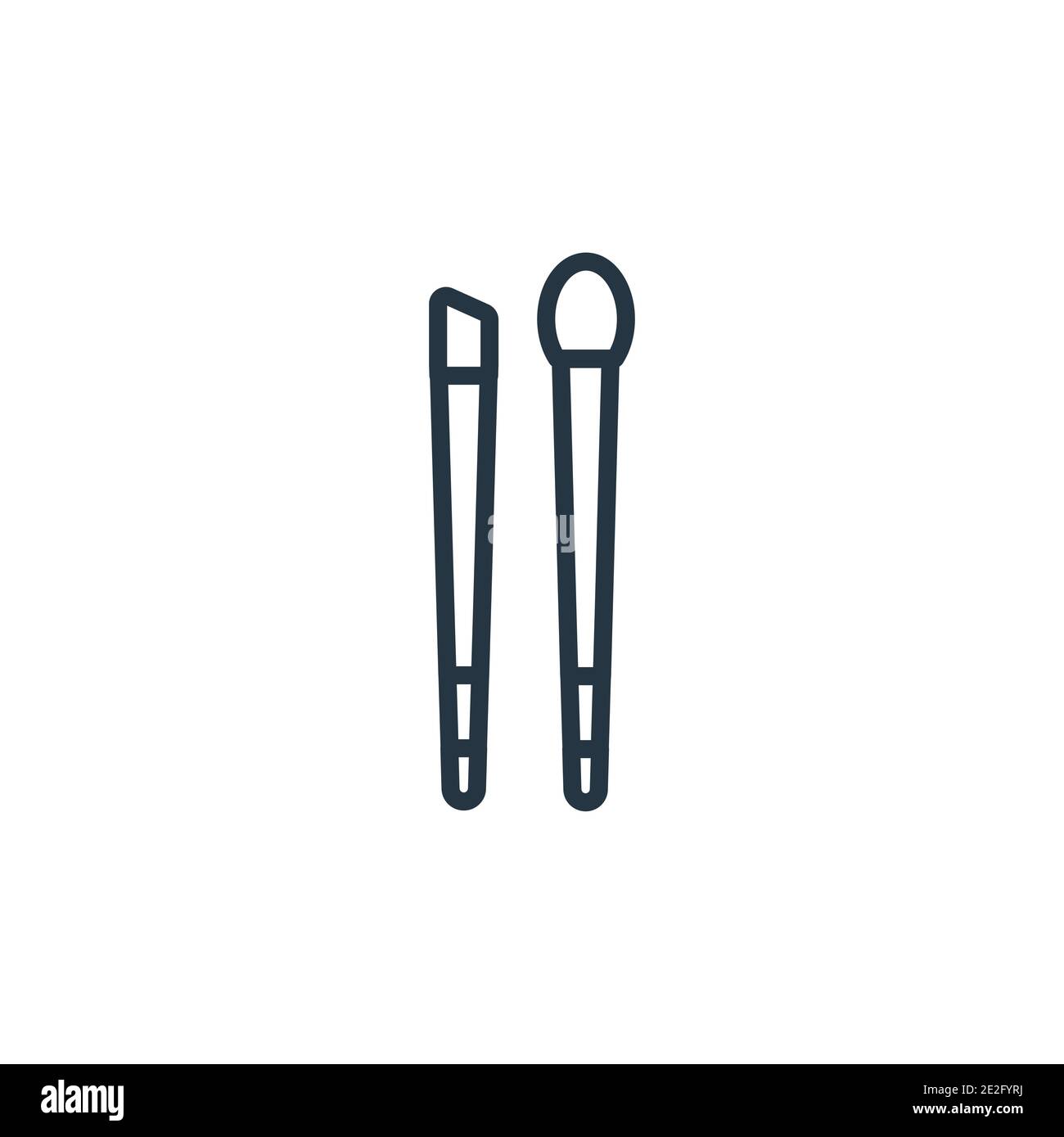 Inclined makeup brush outline vector icon. Thin line black inclined ...