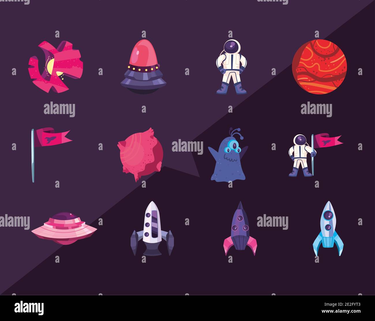 Space symbol set of universe cosmos and futuristic theme Vector ...