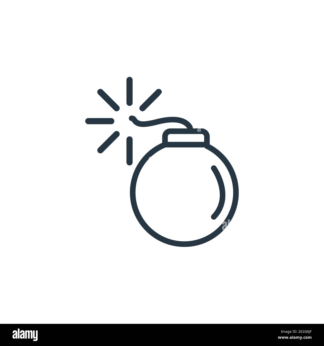 Bomb detonation outline vector icon. Thin line black bomb detonation ...