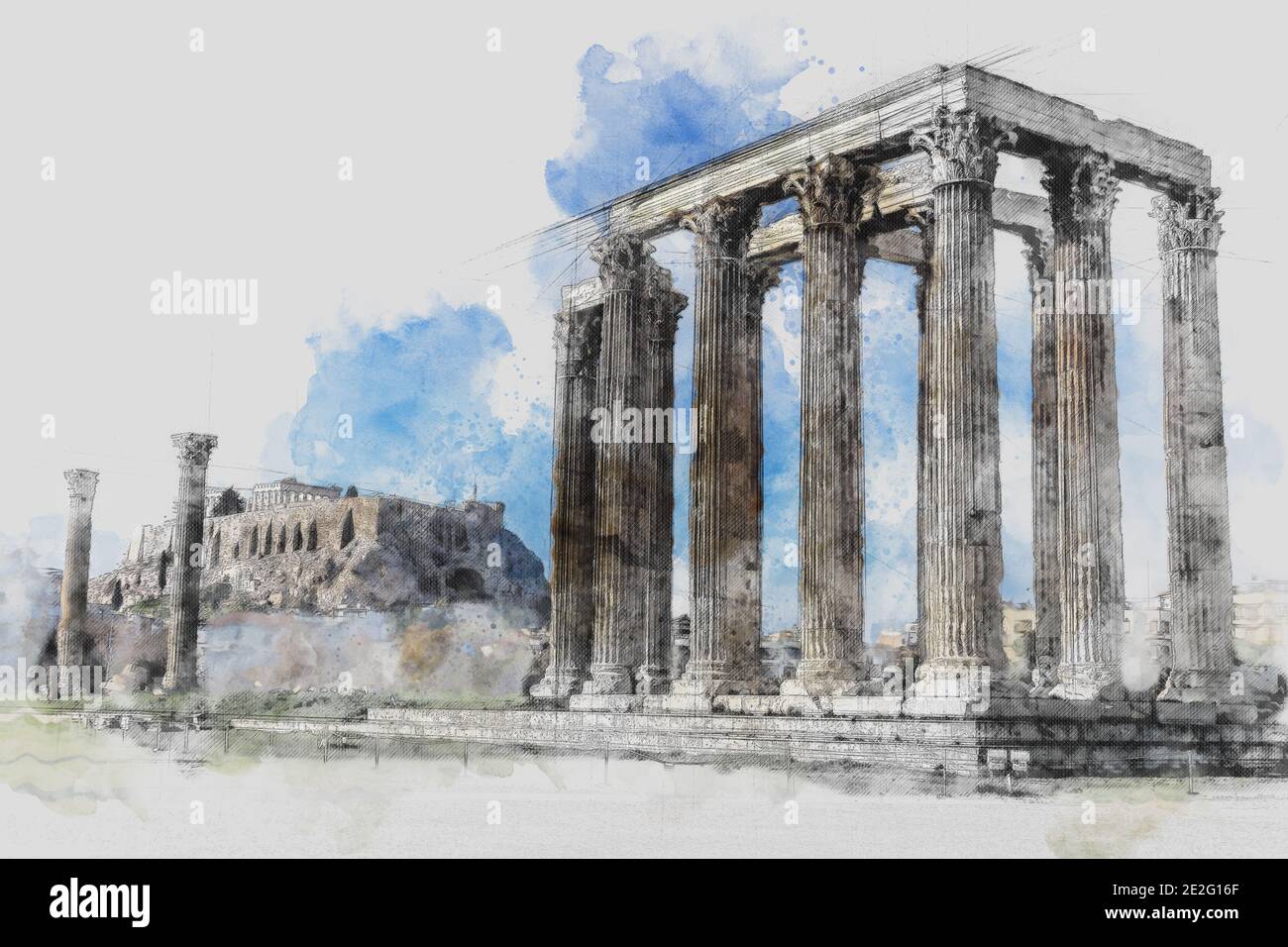 Ancient Sites The ruins of ancient temple Zeus, Athens, Greece ...
