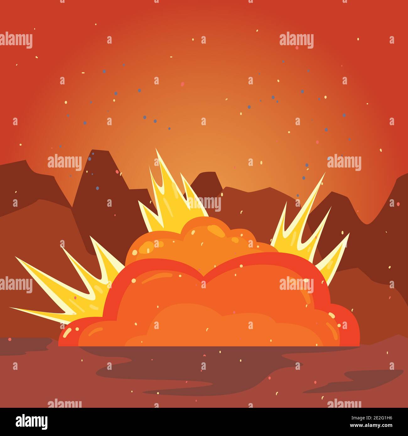 Military explosion flame on red background design, Weapon destruction ...