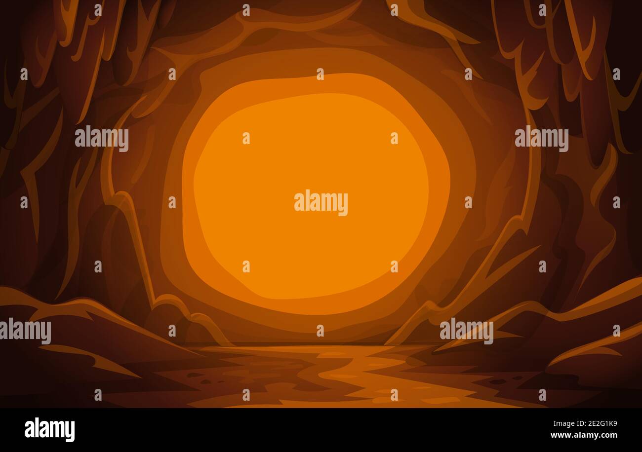 Cave landscape. cartoon mountain scene background vector illustration ...