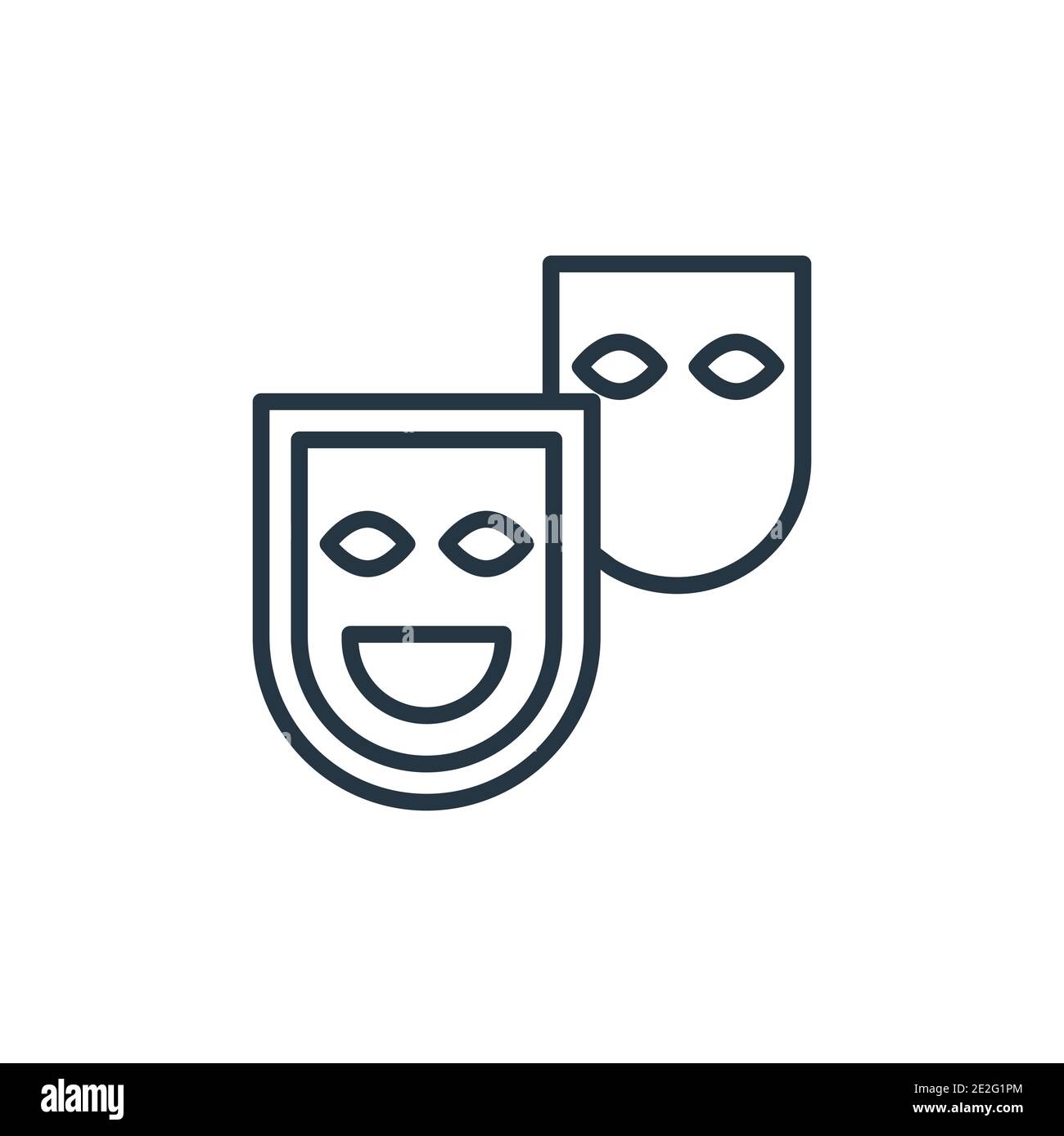 Theater masks outline vector icon. Thin line black theater masks icon ...