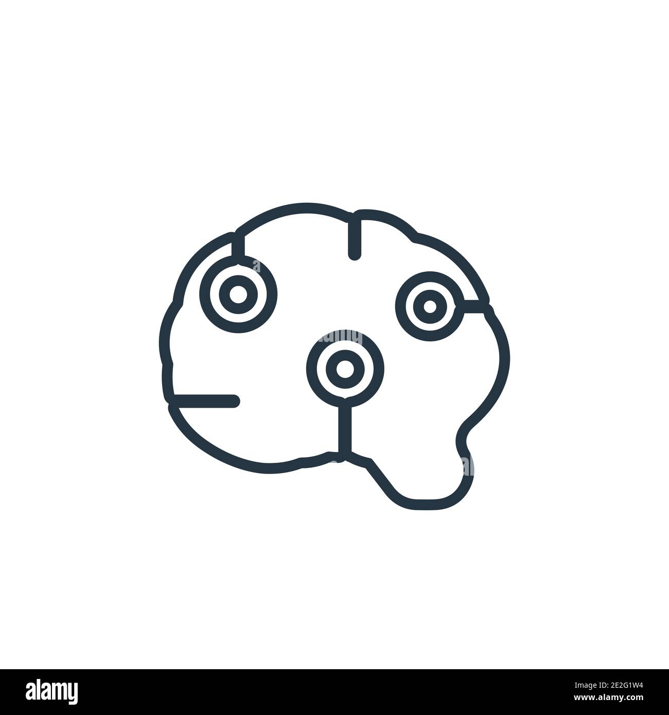 Future brain outline vector icon. Thin line black future brain icon ...
