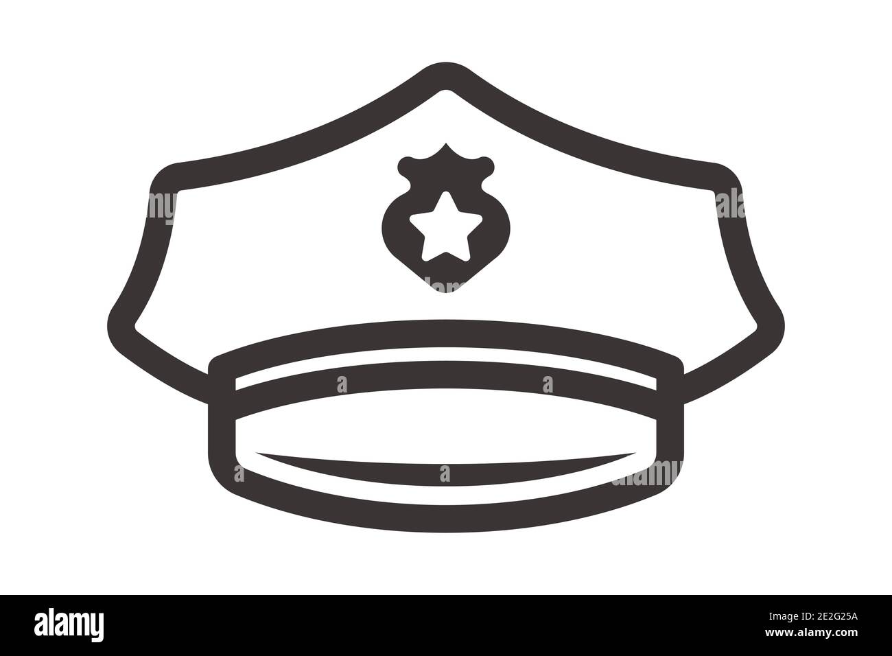 black icon of a police cap on a white background. flat vector ...
