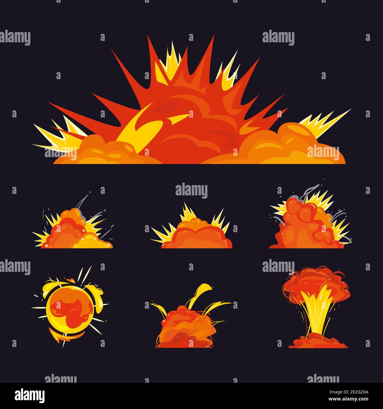 Military explosion icon collection design, Weapon destruction war and ...