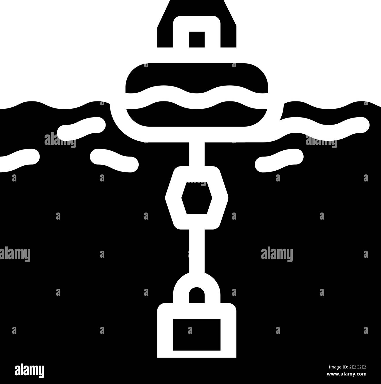 Floating Generator Tidal Power Plant Glyph Icon Vector Illustration