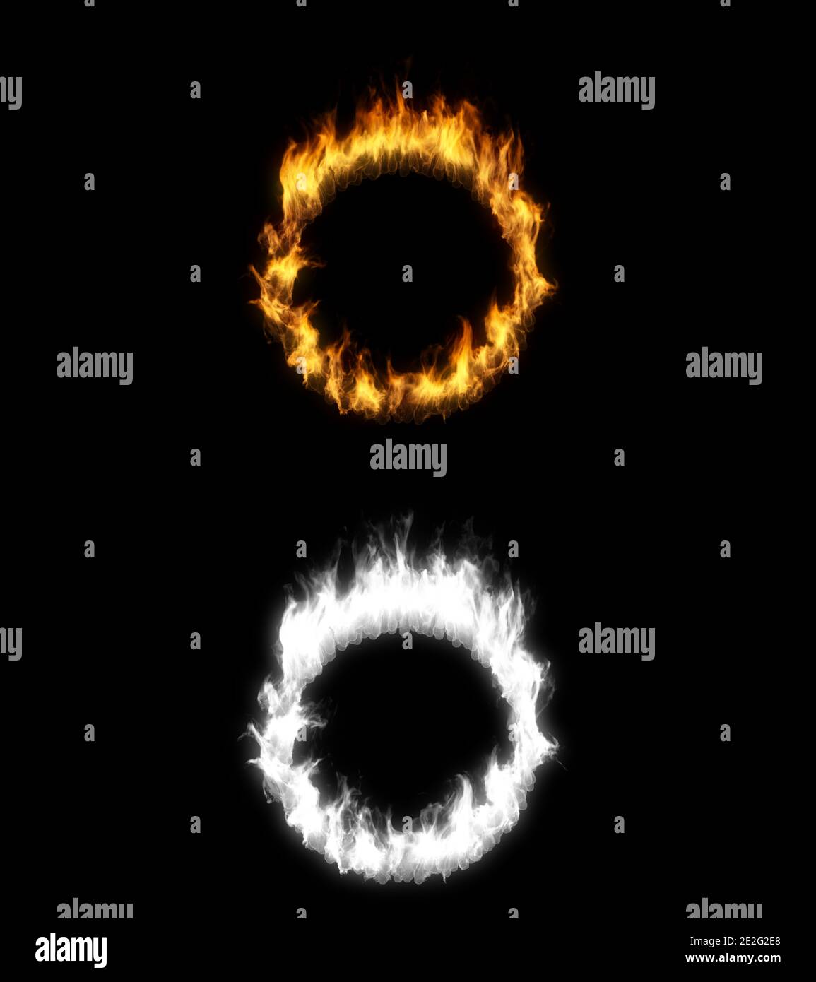 3D illustration of a circle shape on fire with alpha layer Stock Photo ...