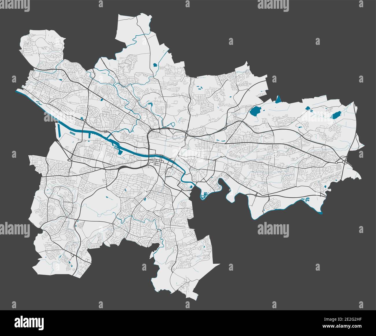 Glasgow map. Detailed map of Glasgow city administrative area ...
