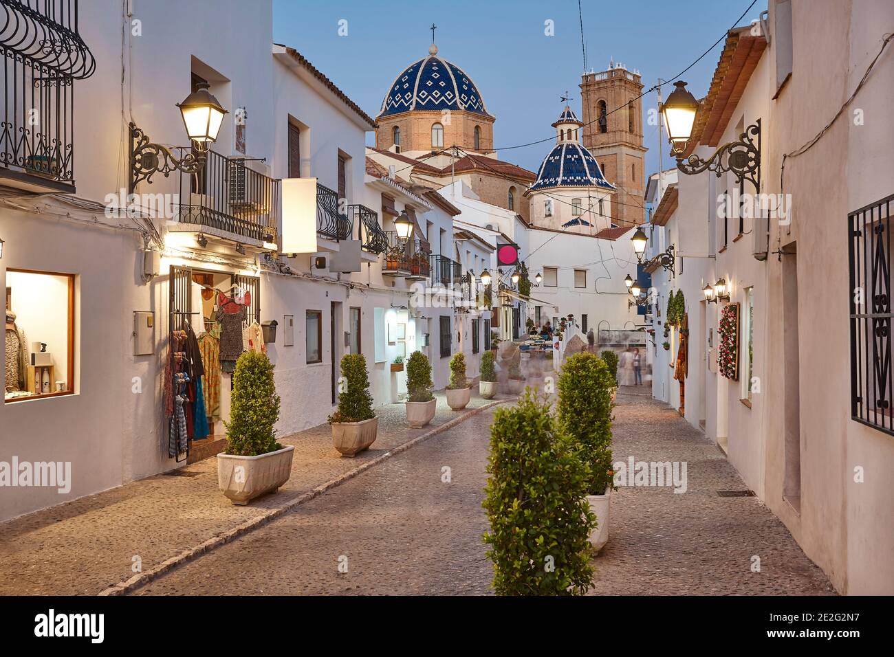 Spanish mediterranean village of Altea. Picturesque white facades by ...