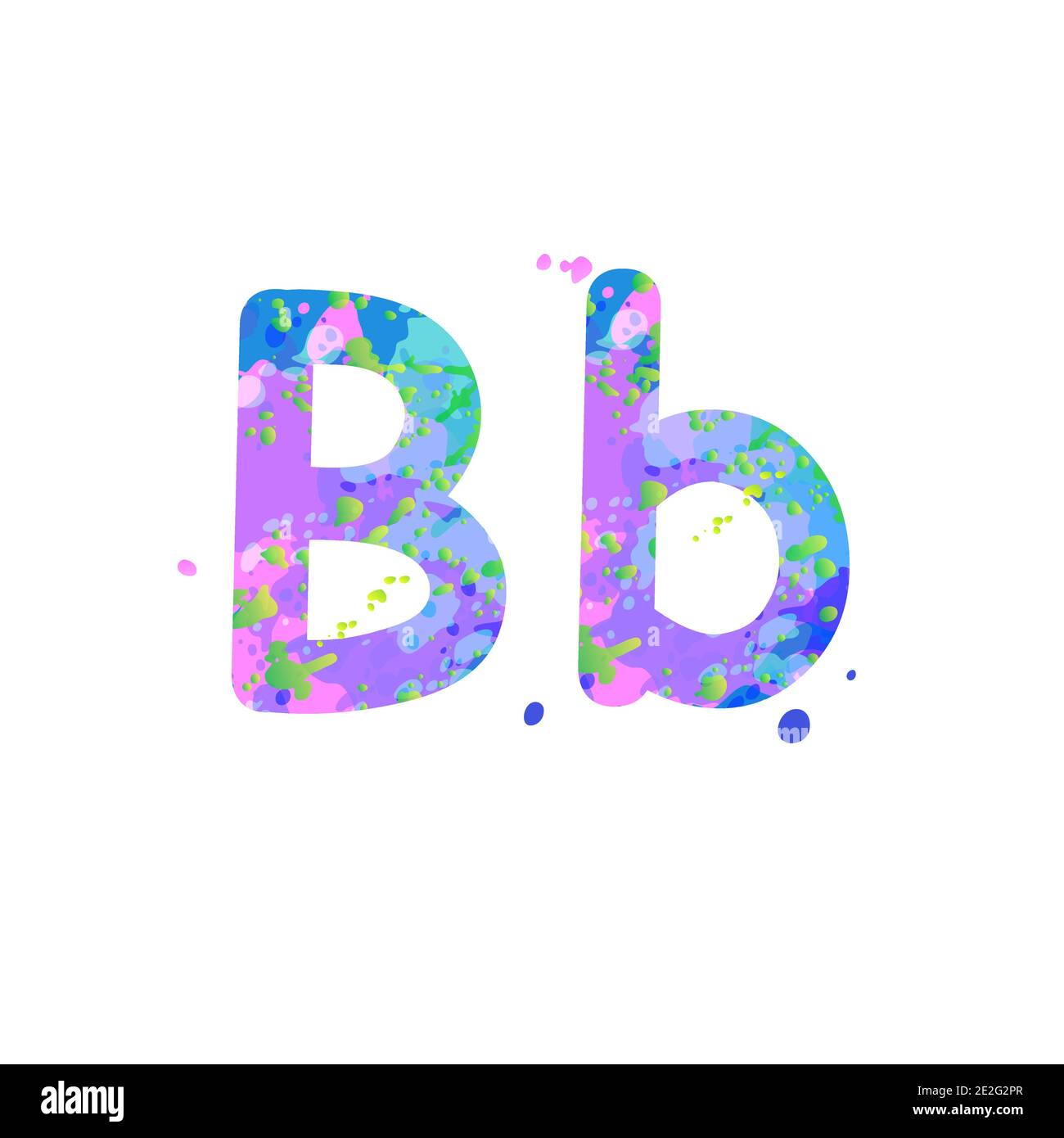 Letters B uppercase and lowercase with effect of liquid spots of paint ...