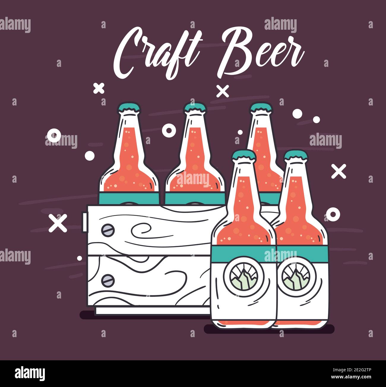 Craft beer bottles box design, Pub alcohol and bar theme Vector ...