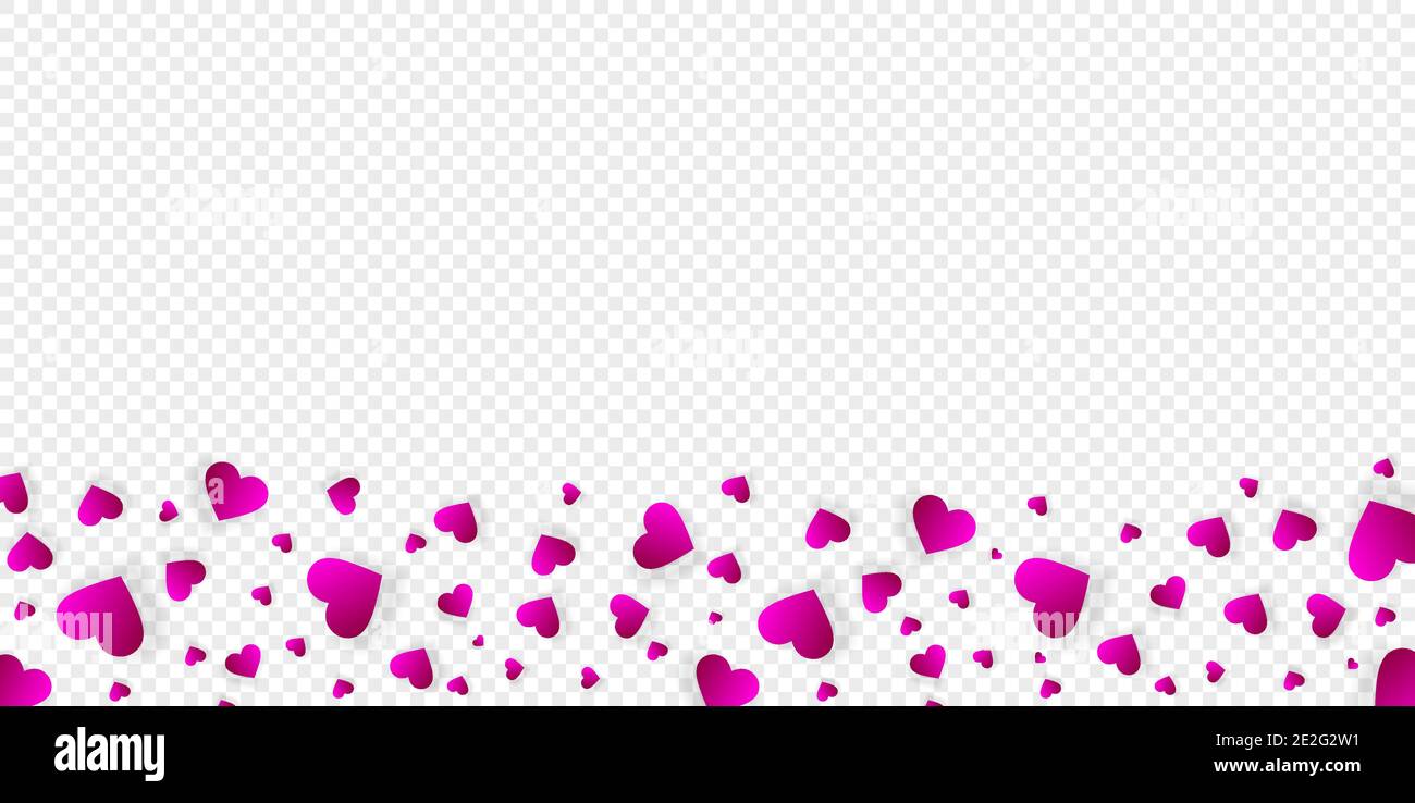 Heart frame vector border love banner with falling pink scatter ...
