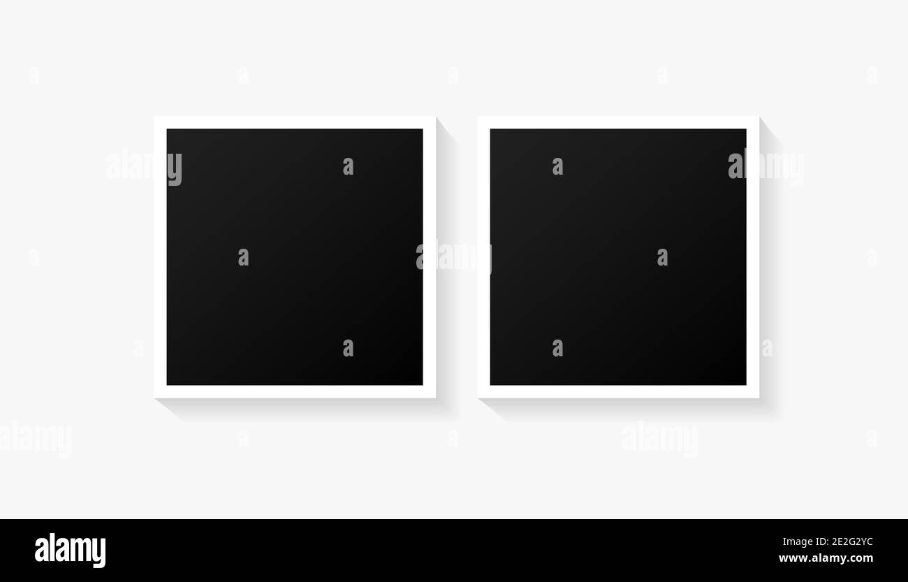 Two empty black photo frames set on a white background. Vector ...
