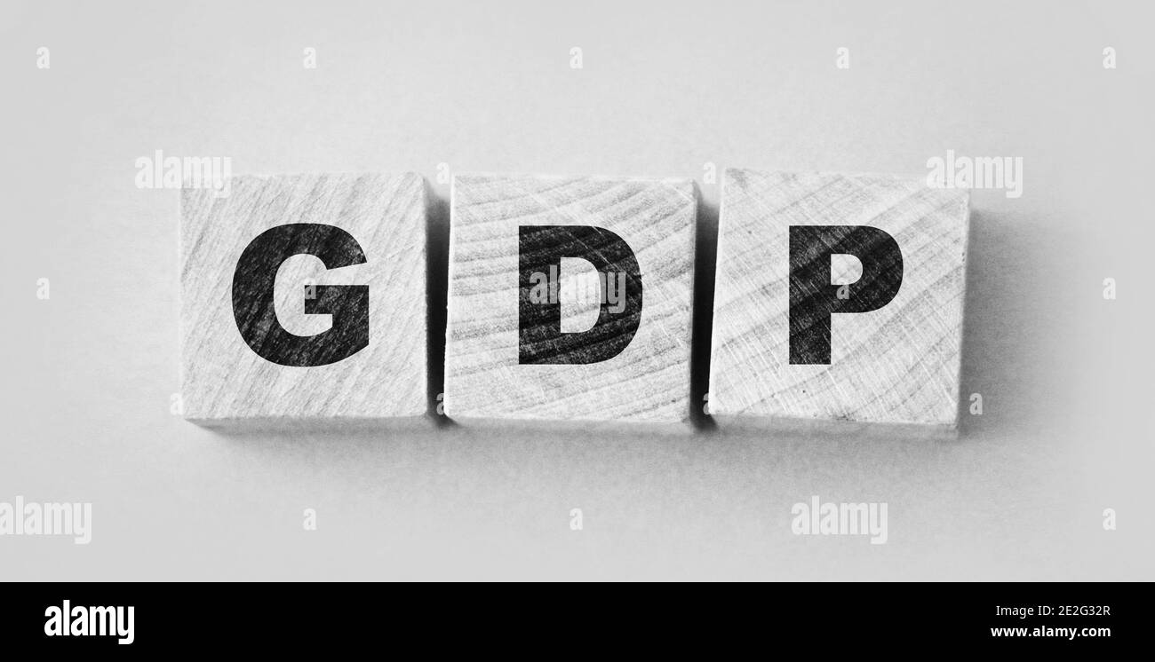 GDP Gross Domestic Product word made with wooden blocks concept Stock ...