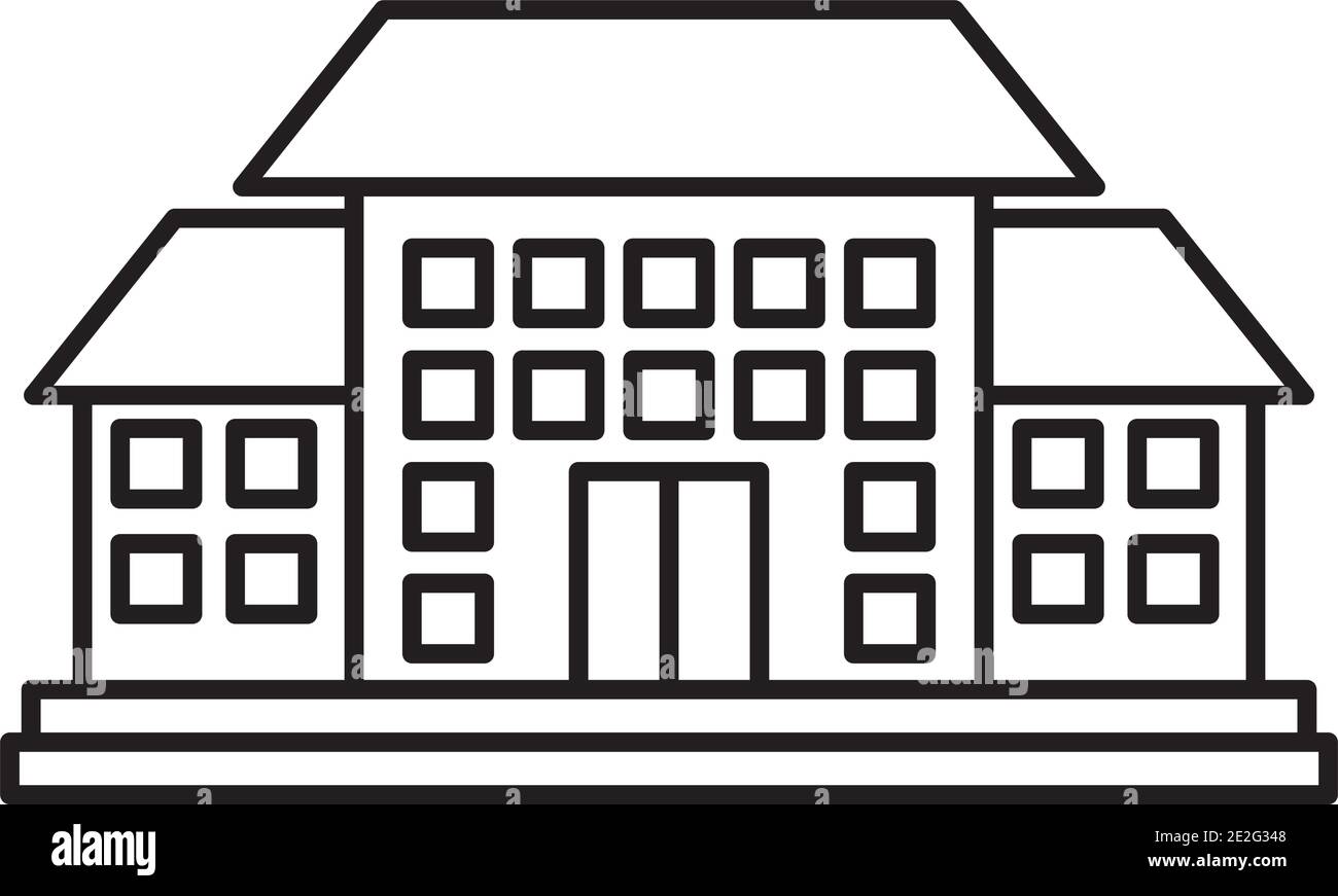 mansion building icon over white background, line style, vector ...