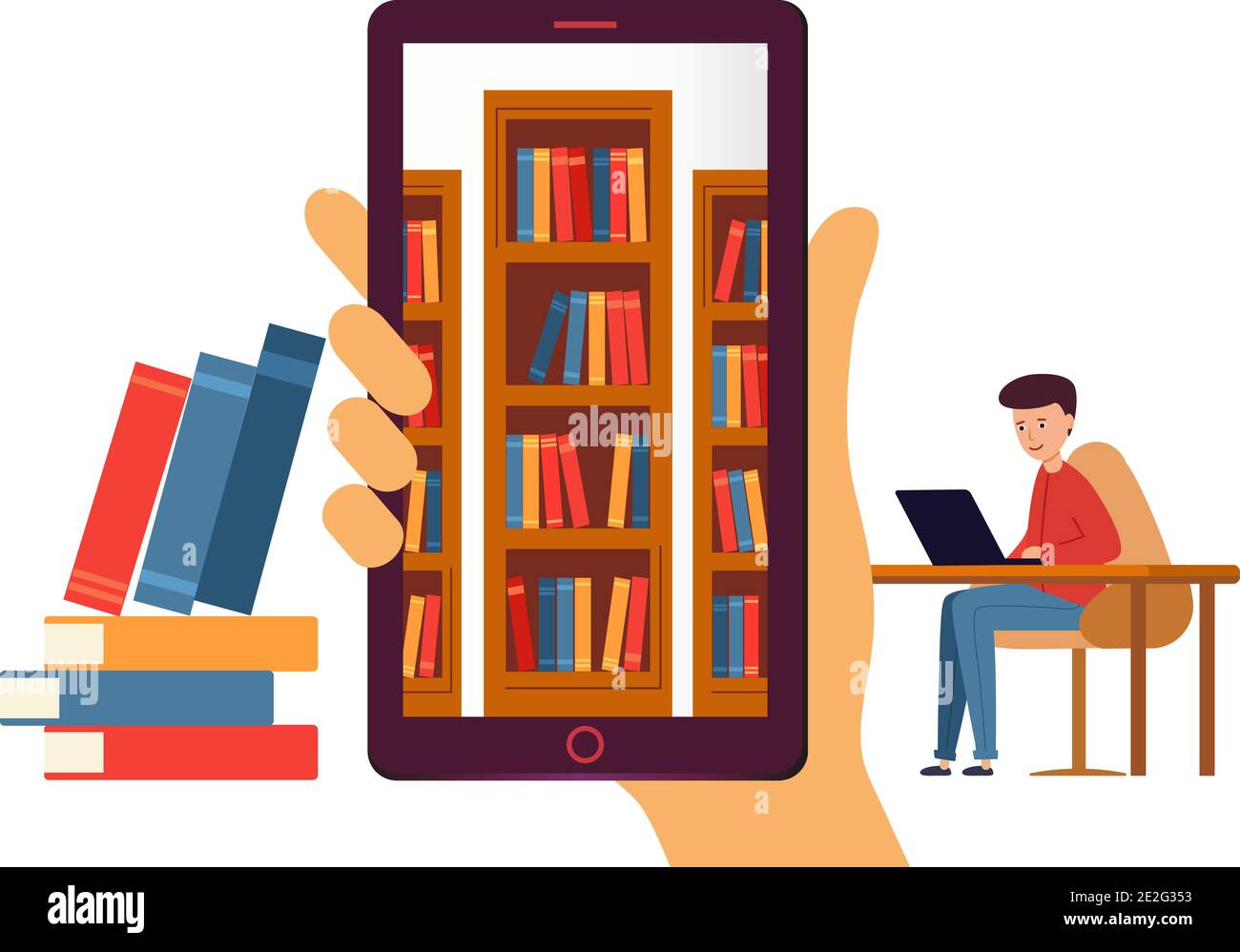 Online library books hand Stock Vector Images - Alamy