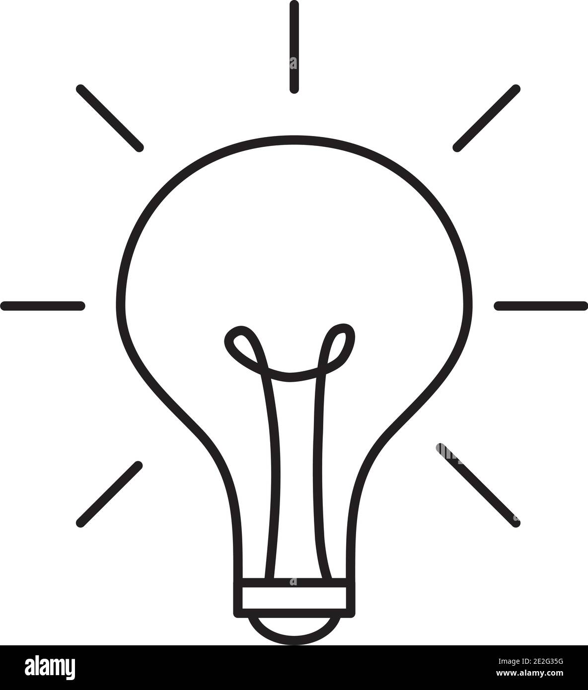 icon of light bulb shining over white background, line style, vector ...