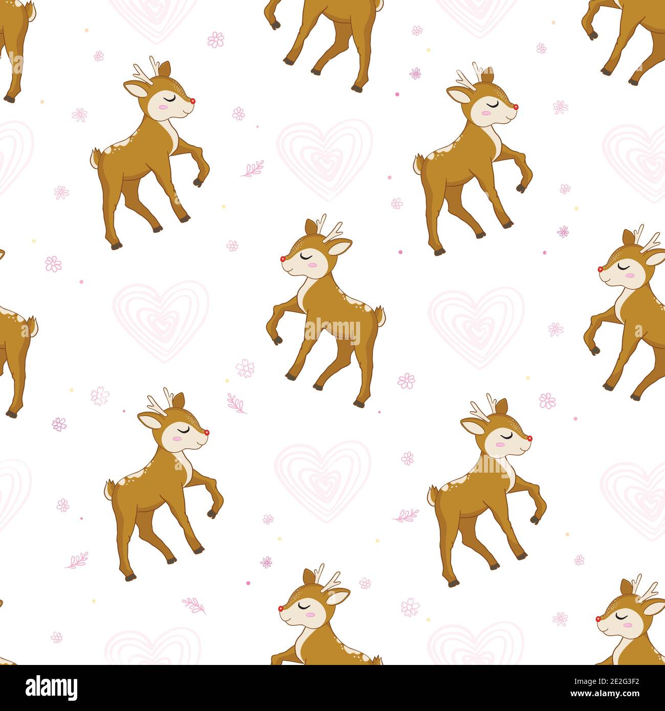 Cute deer with hearts vector seamless pattern. Children's themed Wallpapers Stock Vector Image ...